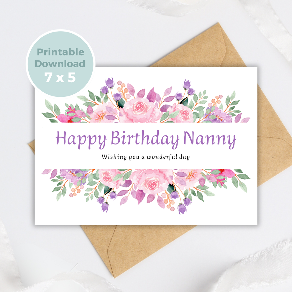 Printable Birthday Card - Nanny – Digital Party Club