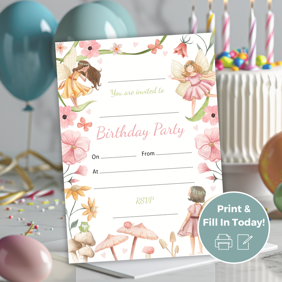 Printable Fill In Birthday Invitation - Fairy – Digital Party Club